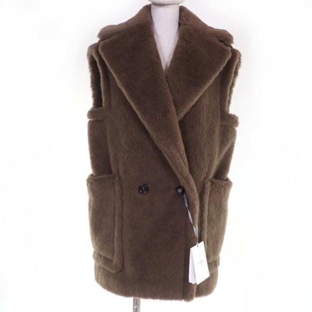 未使用品☆Max Mara マックスマーラ 2025年製 25212762536 BORMIDA テディベア アルパカ シルク混 ジレ ベストコート ブラウン 34 正規品