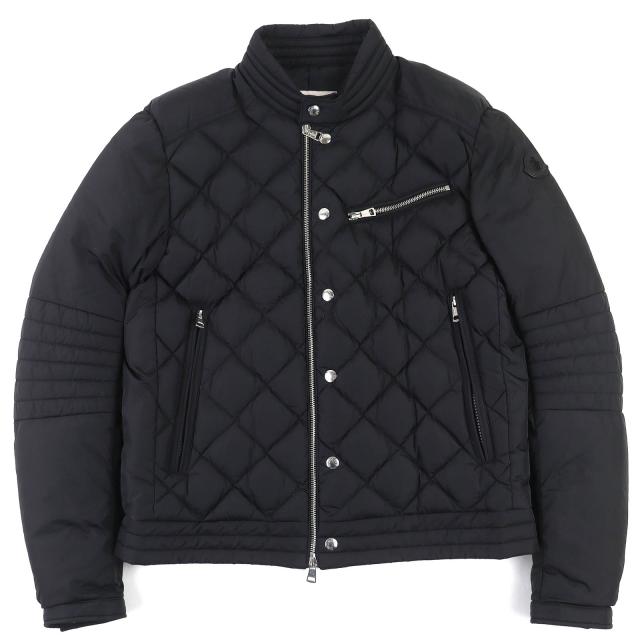 極美品△MONCLER モンクレール 2022年 VULPIE ヴァルピー ロゴレザーパッチ キルティング バイカージャケット ダウンジャケット 2 正規品