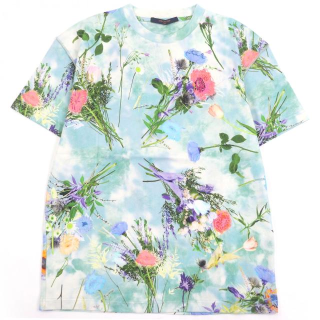 極美品□LOUIS VUITTON ルイヴィトン 20SS インサイドアウト フラワー プリンテッドエンブロイダリー Ｔシャツ ブルー XS 伊製 正規品