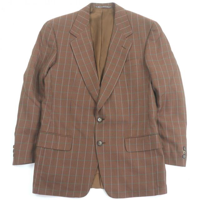 極美品□GUCCI グッチ ヴィンテージ トムフォード初期 チェック柄 ロゴボタン シングル テーラードジャケット ブレザー 46 メンズ