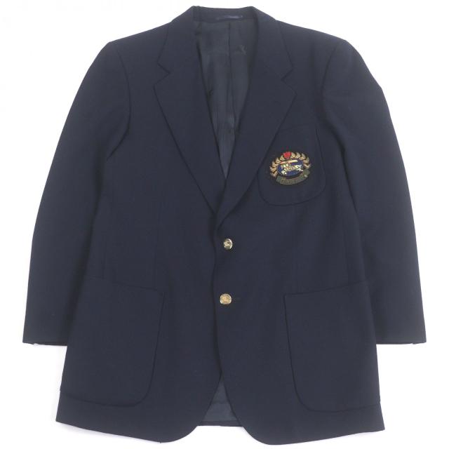 極美品□Burberrys バーバリー ヴィンテージ ロゴボタン エンブレムワッペン シングル テーラードジャケット ネイビー 38 英国製 希少