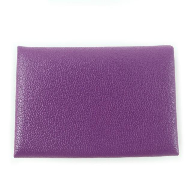 未使用品☆HERMES エルメス カルヴィ デュオ シェーブル アネモネ シルバー金具 セリエ金具 ケース B刻印 フランス製 レディース