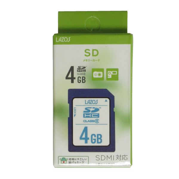 LAZOS SDカード SDHC 4GB クラス6 UHS-1 L-B4SDH6 ネコポス可能の通販はau PAY マーケット - Get ...