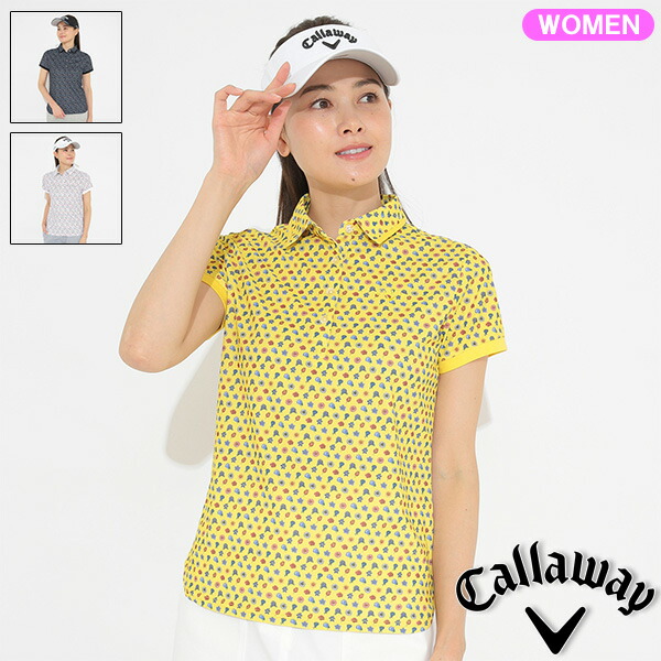 キャロウェイゴルフ レディース スモールフラワープリントカノコ 半袖シャツ C22134208