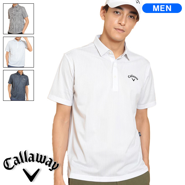 キャロウェイ ゴルフ メンズ かざあなメッシュストライププリントシャツ C25134118