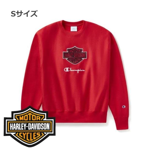 ハーレーダビッドソン 純正 Champion×Harley-Davidson ファナティック・クルーネック・スウェットシャツ レッド 96860-24VM バイク用品 ばいく 長袖 赤 レッド