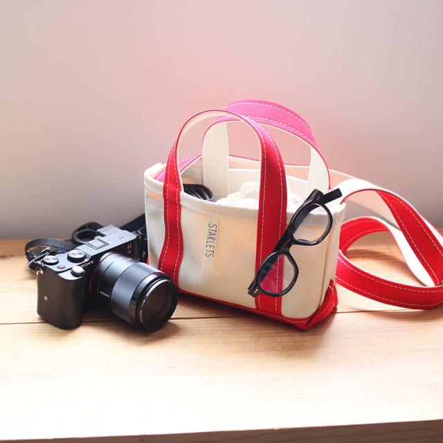 STARLETS スターレッツ S2201SS ショルダー付き ミニ トートバッグ キナリ × レッド ミニバッグ キャンバス トート ショルダー バッグ 鞄 レディース 小さい コンパクト