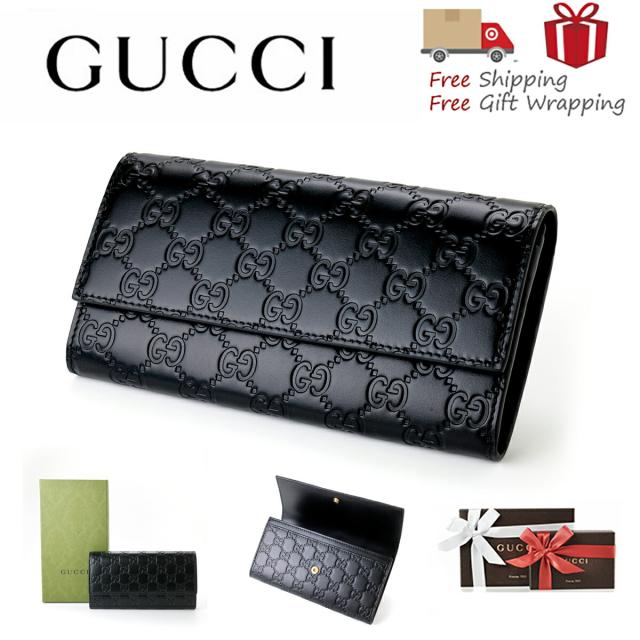 GUCCI グッチ 財布 長財布 779785 ブラック シマレザー ギフト包装  新品  プレゼント ギフト 贈り物 無料 ラッピング 包装