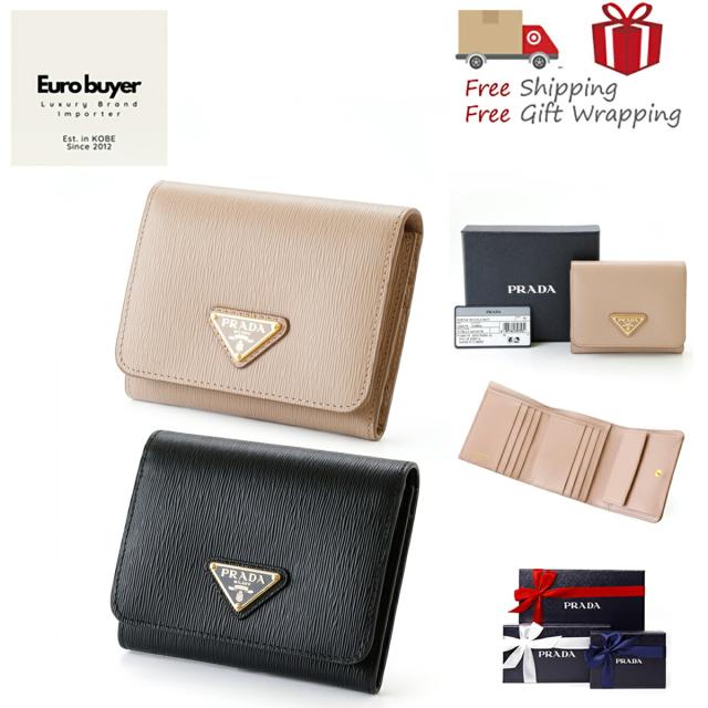 PRADA プラダ  財布  1MH176 CIPRIA NERO 3つ折り財布 三角ロゴ   新品 ギフト プレゼント プレゼント ギフト 贈り物 無料 ラッピング 包装
