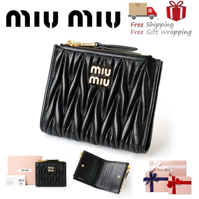 MIUMIU ミュウミュウ 財布  5ML024 2つ折り財布　新品 ギフト プレゼント プレゼント ギフト 贈り物 無料 ラッピング 包装