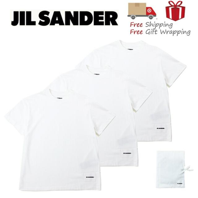 【送料無料】JILSANDER ジルサンダー  裾ロゴ Tシャツ 3枚セット J40GC0001 新品ギフト ラッピング プレゼント プレゼント ギフト 贈り物 無料 ラッピング 包装