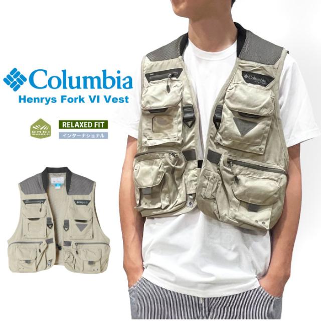 Columbia コロンビア ヘンリーフォークVIベスト フィッシングベスト 釣りベスト 防汚 撥水 はっ水 速乾 通気性 軽量 多機能 アングラー 釣り 渓流釣り ルアー フライフィッシング アウトドア ゆったり リラックスフィット メンズ レディース FM4617 SALE