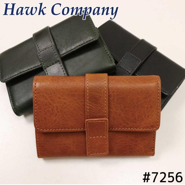 ホークカンパニー Hawk Company 三つ折り財布 イタリアンレザー プレゼント 7256 牛革 レザー ウォレット 本革 日本製 コンパクト ミドルウォレット