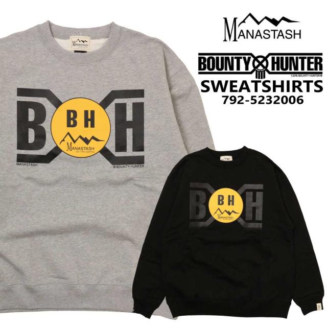 MANASTASH マナスタッシュ BOUNTY HUNTER バウンティハンター 長袖 トレーナー スウェット 792-5232006 コラボ クルーネック ロゴ プリント メンズ