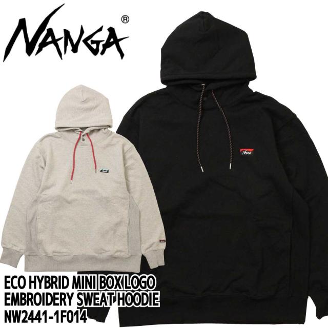 NANGA ナンガ 長袖 パーカー NW2441-1F014  エコハイブリッド ミニボックス ロゴ エンブロイダリー パーカー メンズ プルオーバー