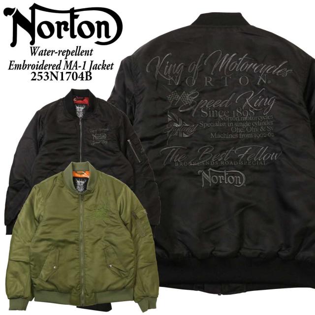 Norton ノートン 服 アウター ジャケット フライトジャケット 253N1704B 撥水 刺繍 MA-1 ロゴ アメカジ バイカー メンズ