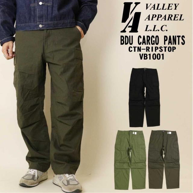VALLEY APPAREL バレー アパレル カーゴパンツ BDUカーゴパンツ VB1001 ワイドシルエット 膝タック ミリタリー Battle Dress Uniform  メンズ