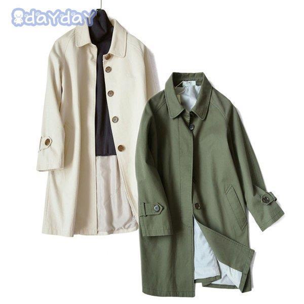レディース レンチコート スプリングコート 無地 トレンチコート ロング丈 高品質 春秋着 コート 通勤 通学 アウター レディース カーキ ベージュ ジャケット