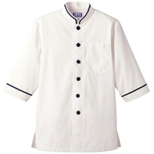 ... ショップコート D-1128オフホワイト×ネイビー S【SKC3701】