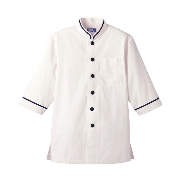 ... ショップコート D-1128オフホワイト×ネイビー L【SKC3703】