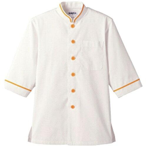 ... ショップコート D-1132オフホワイト×イエロー S【SKC4101】