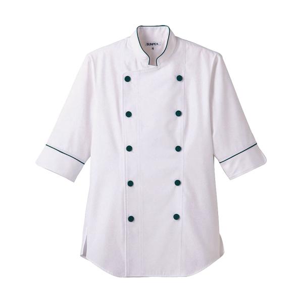 ショップコート ET-1137ホワイト×グリーン 4L【SKC5006】