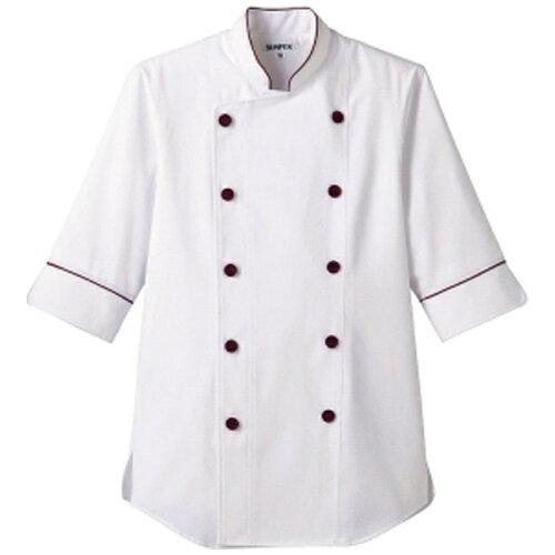 ショップコート ET-1138ホワイト×ワイン M【SKC5102】