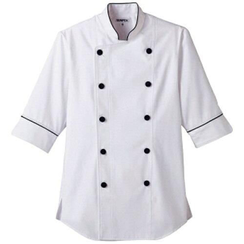 サンペックスイスト ショップコート ET-1140ホワイト×ブラック M【SKC5302】