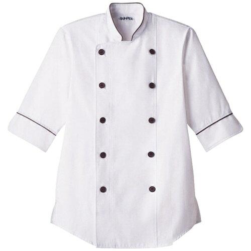 ... ショップコート ET-1144ホワイト×ブラウン S【SKC5401】