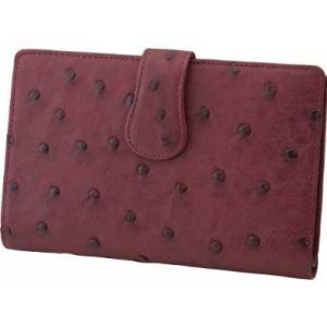 オーストリッチ横長ベロ付財布 ワイン  S-NO8500043WIN