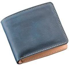 アイアイ ヌメ革 二つ折り財布 ブルー  OJ-4021