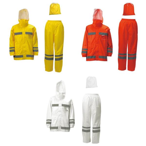 3810-L-01 カジメイク3810視認性レインスーツLホワイト