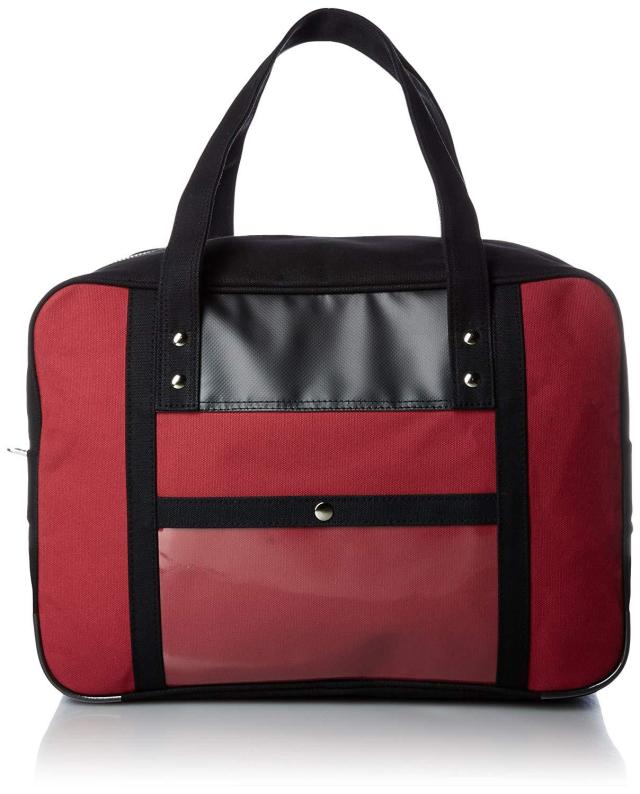 SANEI 帆布メール用ボストンMマチ広 馬蹄錠金具付 赤