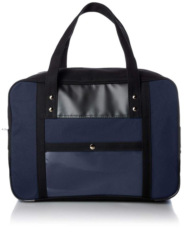 SANEI 帆布メール用ボストンMマチ広 馬蹄錠金具付 紺