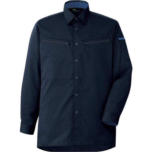 ミドリ安全 男女共用 ハーネス対応 長袖シャツ VES2597 上 ネイビー 3L