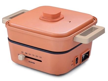 IRISOHYAMA アイリスオーヤマ アイリスオーヤマ ホットプレート グリル鍋 3枚プレートセラミックコート鍋 たこ焼き 平面プレート IGU-P3-D オレンジ