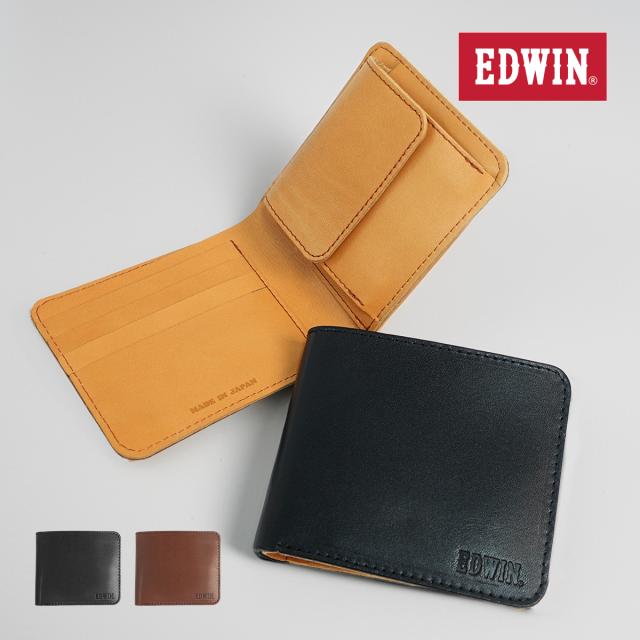 エドウイン EDWIN 22269310 財布 サイフ 二つ折財布 折財布 牛革 栃木レザー 姫路レザー メンズ レディース カード収納 プレゼント ギフト