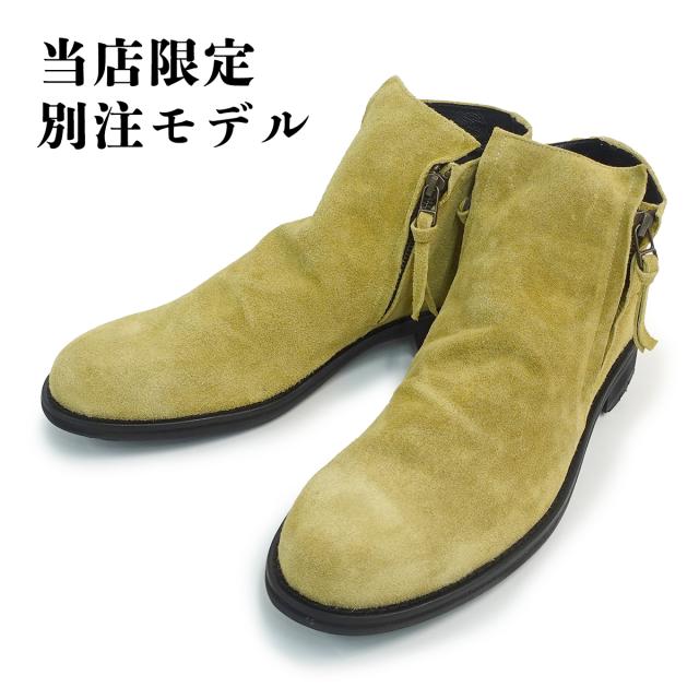 アルジス ARGIS 当店別注モデル メンズ ブーツ シューズ 62206GF ベージュ スエード 日本製 タンクソール ダブルジップブーツ 本革