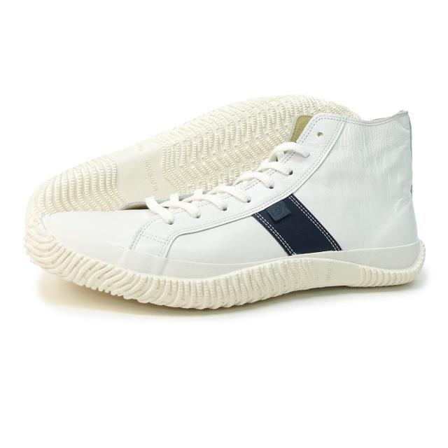 スピングル SPINGLE スニーカー メンズ レディース ハイカット SP-443 ホワイト/ネイビー スピングルムーブ カンガルーレザー 日本製