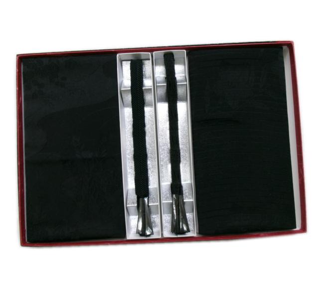 喪服用 帯締め 帯揚げ セット 正絹 黒 冬用＆夏用（絽）セット 化粧箱入り 和装 着物 きもの 春秋冬用 冬物 夏物 手組紐帯〆 帯上げ 黒色 弔事用 お葬式 法事 女性用