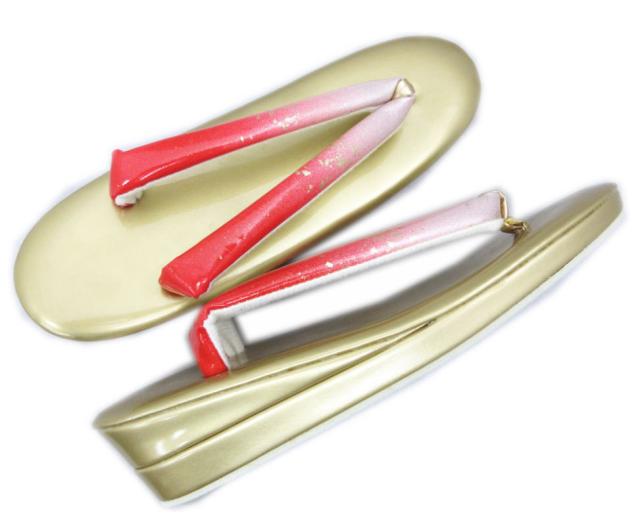 草履バッグセット 朱赤銀ぼかし市松桜八重さくら Ｌ 24.5ｃｍ 振袖 成人式 卒業式 袴 訪問着 着物 きもの 振袖用 はかま