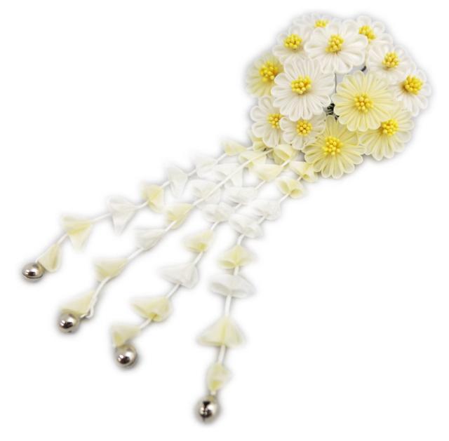 髪飾り 髪かざり つまみ細工かんざし 小花珠クリーム 振袖 成人式 卒業式 袴 結婚式 着物 浴衣 舞妓風