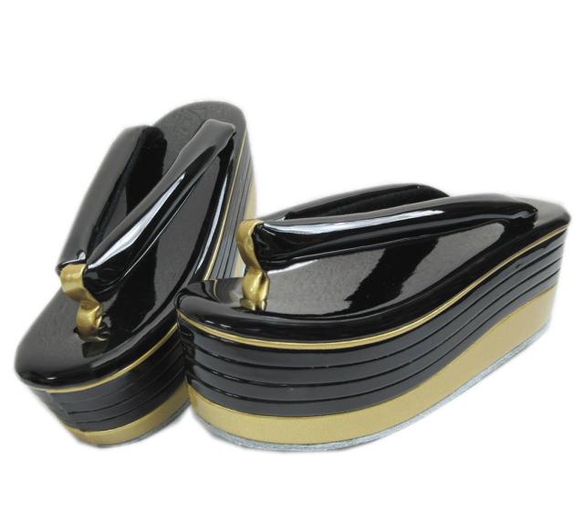 草履 ぞうり 厚底ヒール 黒色金台黒鼻緒 フリー 24ｃｍ 5枚芯 無地 振袖 成人式 卒業式 袴 着物 訪問着 舞妓さん 女性用