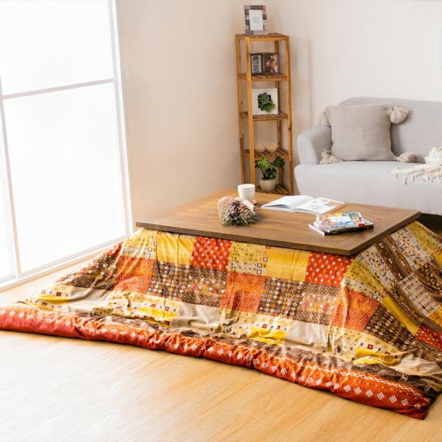 こたつ布団カバー カバー 洗える 長方形 大判 ギャベ柄 省エネ グリーン 約215×325cm