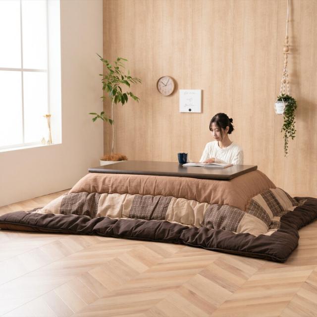 こたつ布団 日本製 長方形 大判 和モダン チェック柄 省エネ ブラウン 約205×285cm こたつ布団 こたつ用 お洒落 オシャレ 居間 ふかふか ふっくら リビング用 あったか 温か 冬 こたつぶとん こたつ布団 コタツ布団 リビング 暖房器具 エコ 省エネ