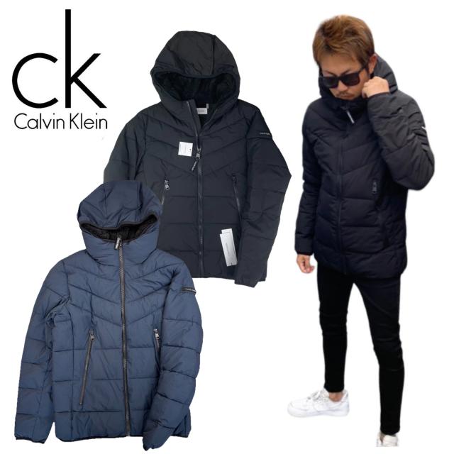 カルバンクライン   中綿 ジャケット アウター ボアフード CM155201 黒 メンズ ロゴ 冬 モコモコ
