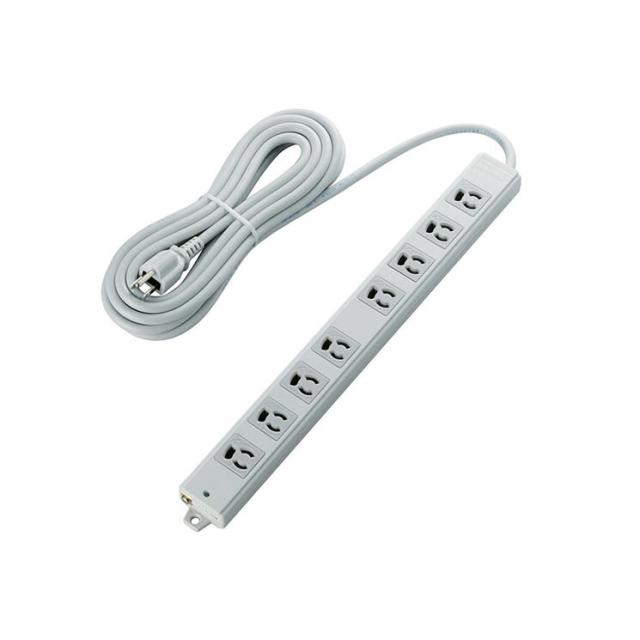 エレコム 工事・物件に最適な3ピン 熱に強い 抜け止め マグネット付 電源タップ8個口 5m グレー ELECOM