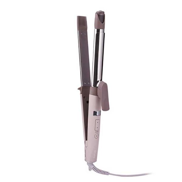 ヘアアイロン 2WAY(ストレート/カール 26mm) プロテクトイオン スチーム 温度調節 80〜200℃(25段階) 自動電源OFF 開閉ロック 海外対応 抗菌 コットンベージュ