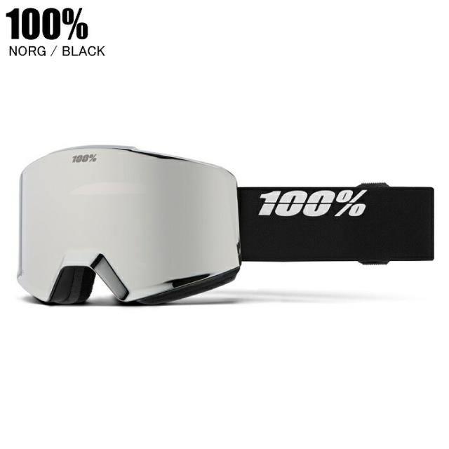 100%  ワンハンドレッド  NORG BLACK/SILVER  ノーグ  MIRROR SILVER  100％ゴーグル　スペアレンズ付き