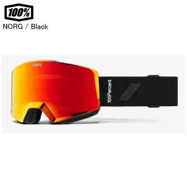 100% ワンハンドレッド NORG ノルグ BLACK HIPER Red Mirror 51000-00002 100％ゴーグル スキー スノーボード スペアレンズ付